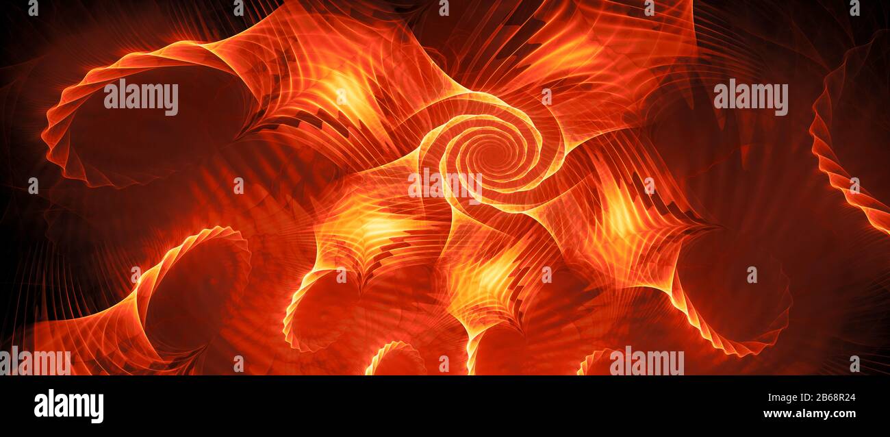 Fiery glowing spiral fantasy, computer generated abstract background, 3D rendering Stock Photo ...