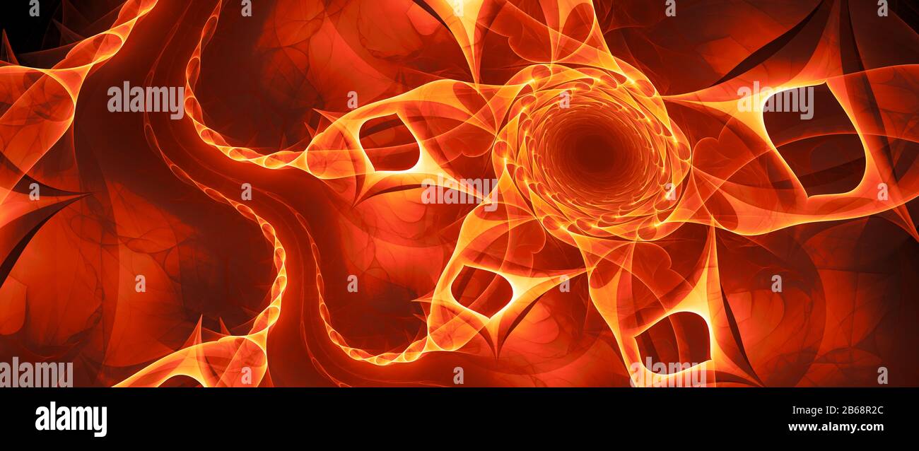 Fiery glowing spiral banner, computer generated abstract background, 3D rendering Stock Photo ...