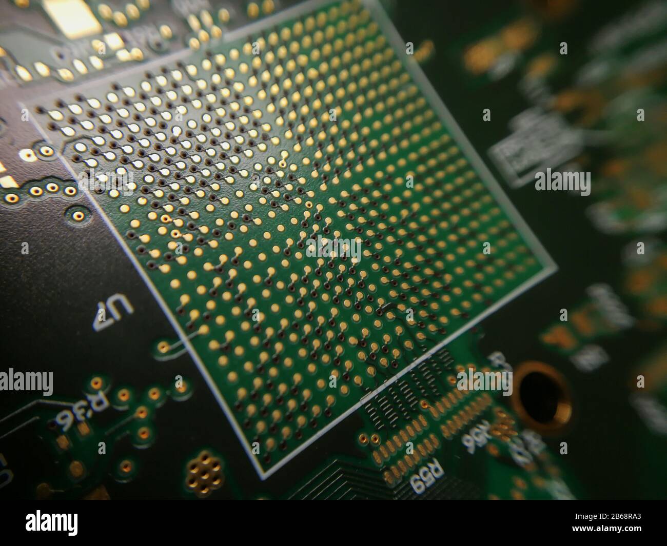 Macro close up of BGA ball grid array technology footprint on ...