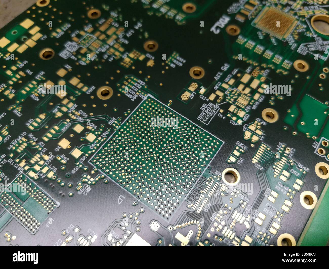 Macro close up of BGA ball grid array technology footprint on ...