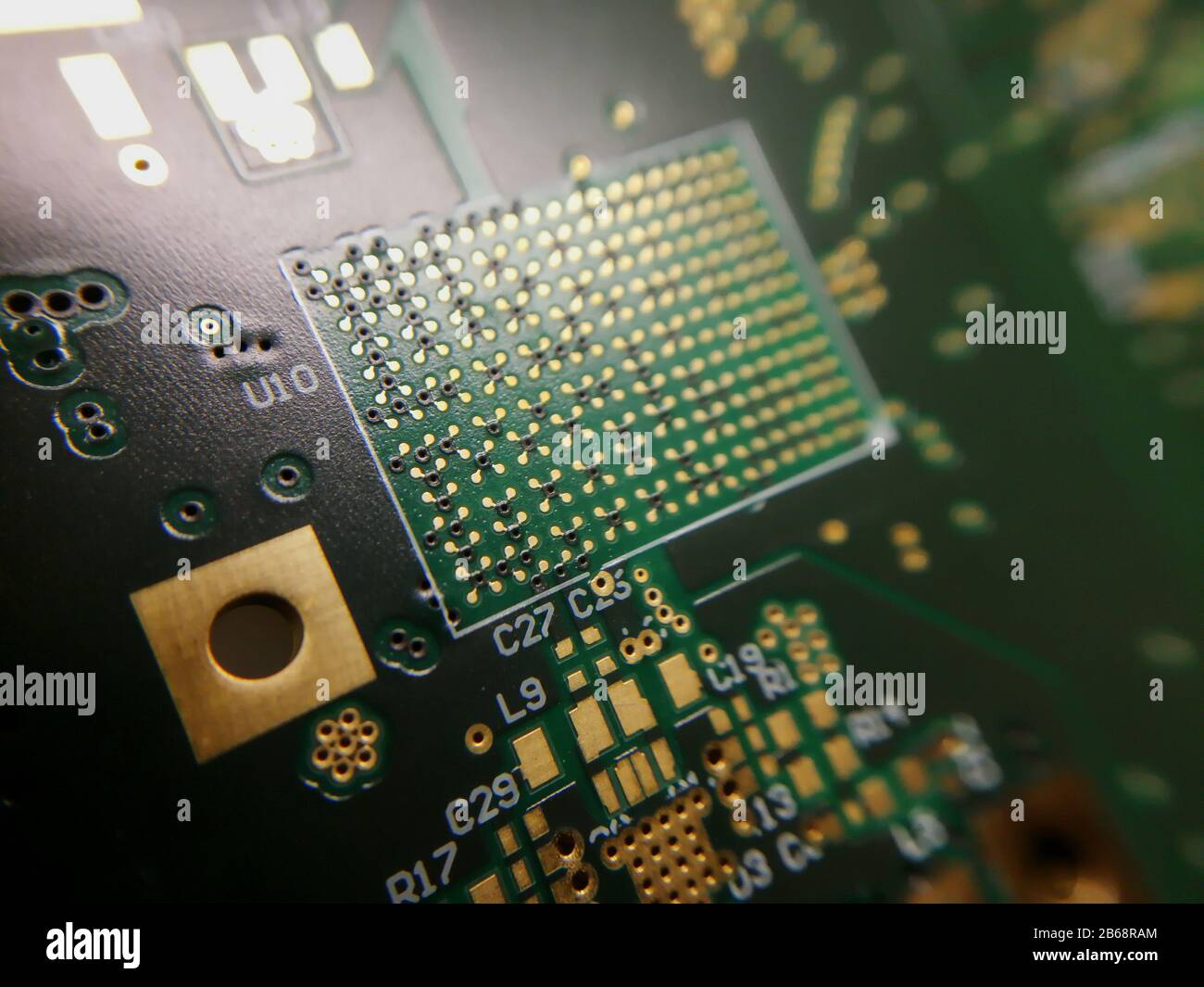 Macro close up of BGA ball grid array technology footprint on ...