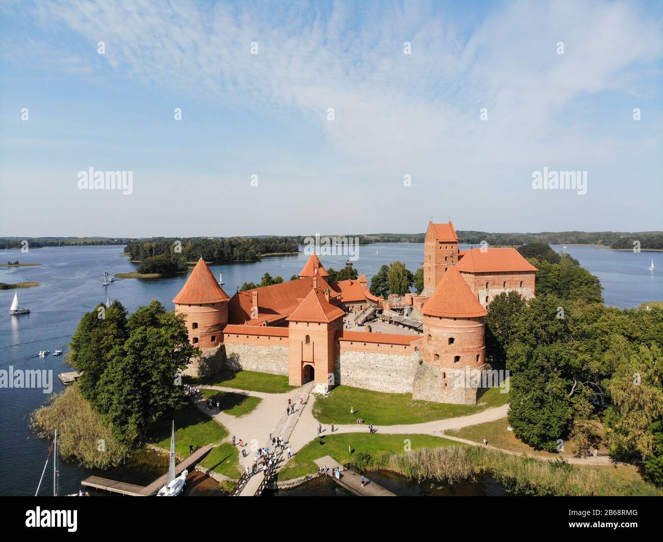 Aerial view of Trakai castle (island castle) in Trakai, Lithuania Stock ...