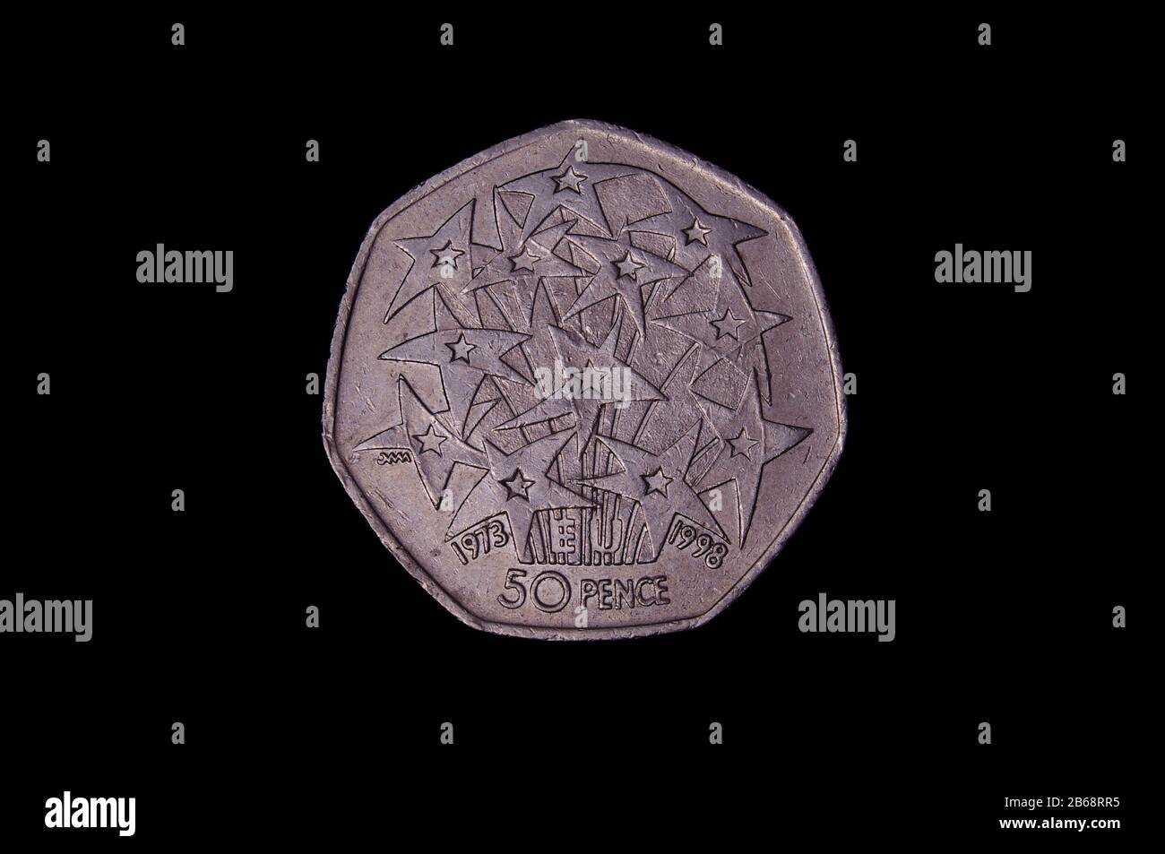 Commemorative 50 pence UK coin with European Union stars Stock Photo ...