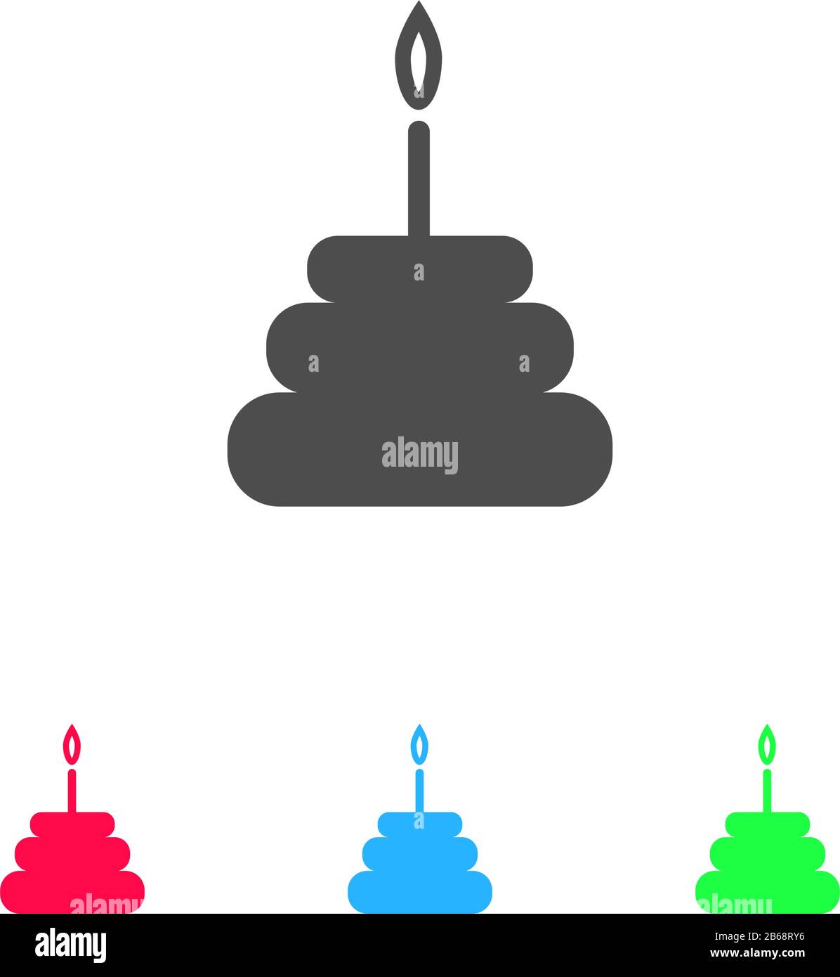 Birthday cake icon flat. Color pictogram on white background. Vector ...