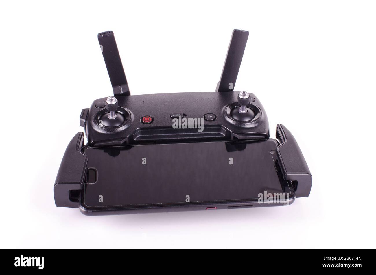 Wireless radio frequency remote controller transmitter isolated on the white background Stock ...