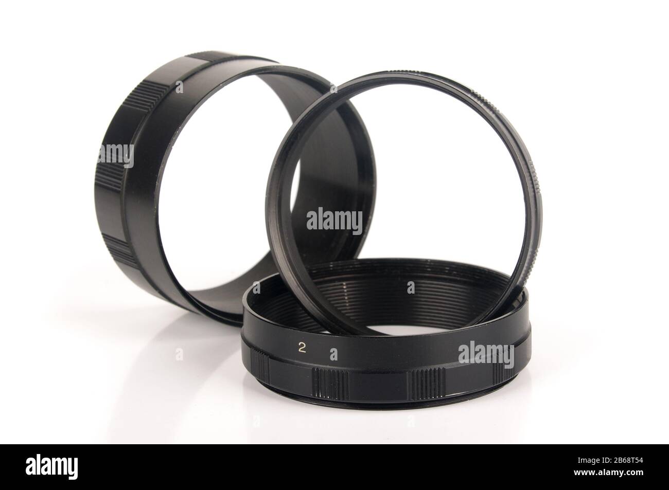 Extension rings or macro rings for macrophotography isolated on the ...