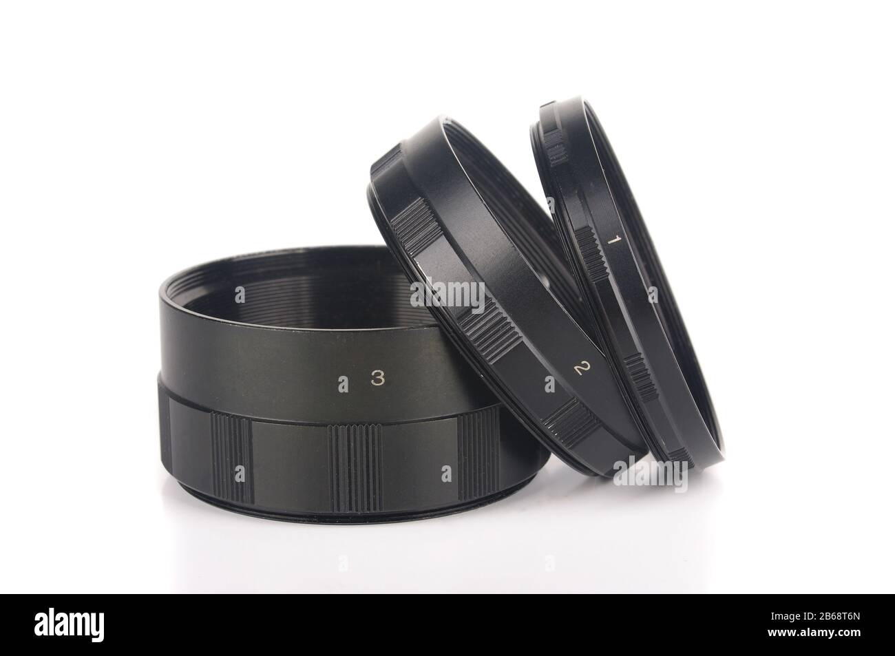 Extension rings or macro rings for macrophotography isolated on the ...