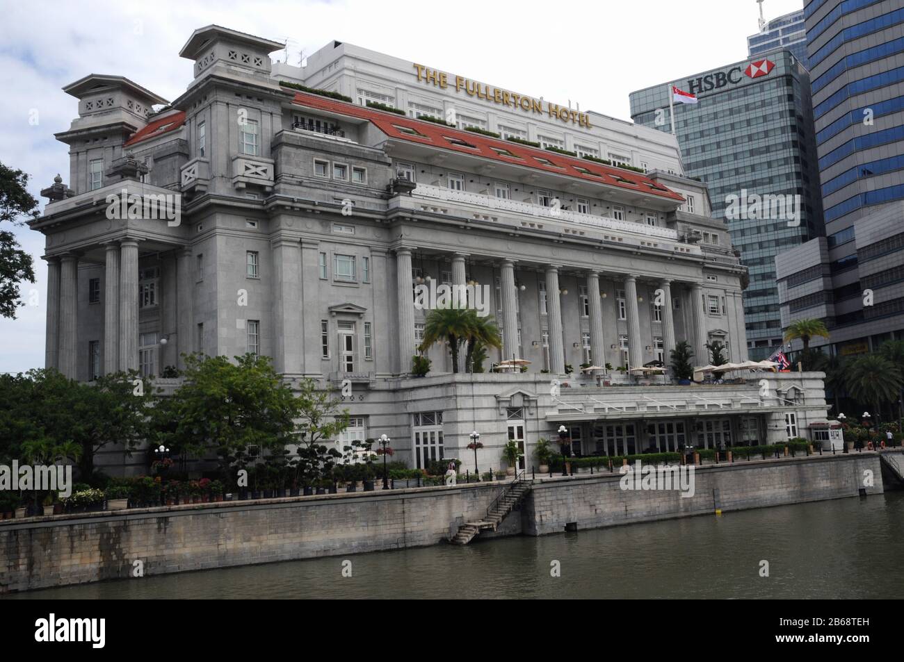 The luxury Fullerton Hotel, viewed from the Singapore River. The hotel ...