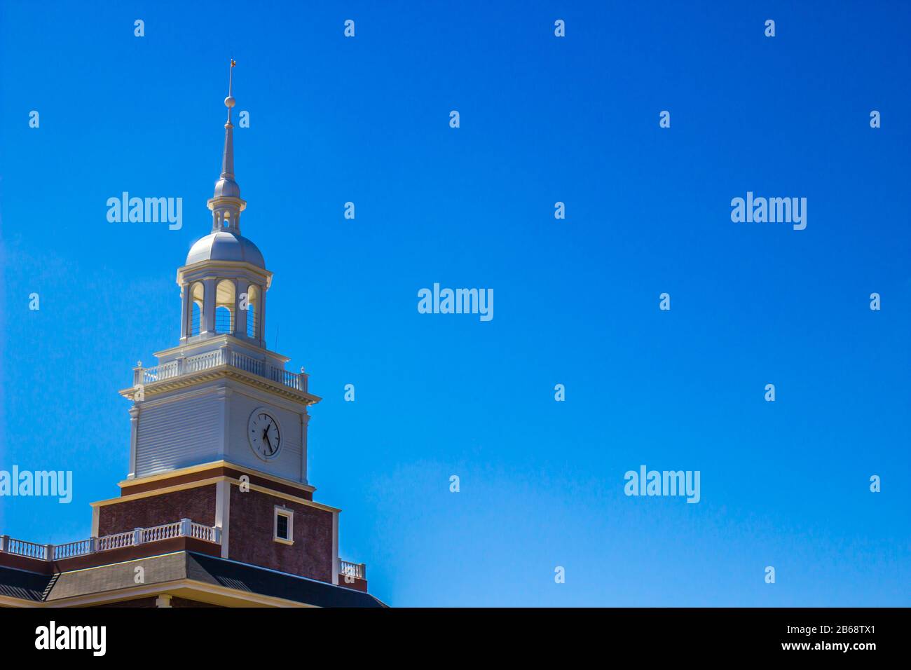 Clock Tower On Brick Building Stock Photo - Alamy