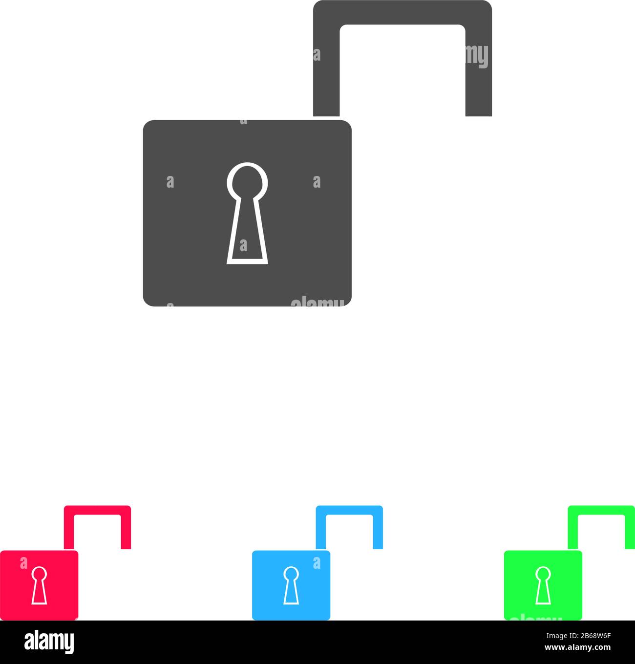 Open padlock icon flat. Color pictogram on white background. Vector ...