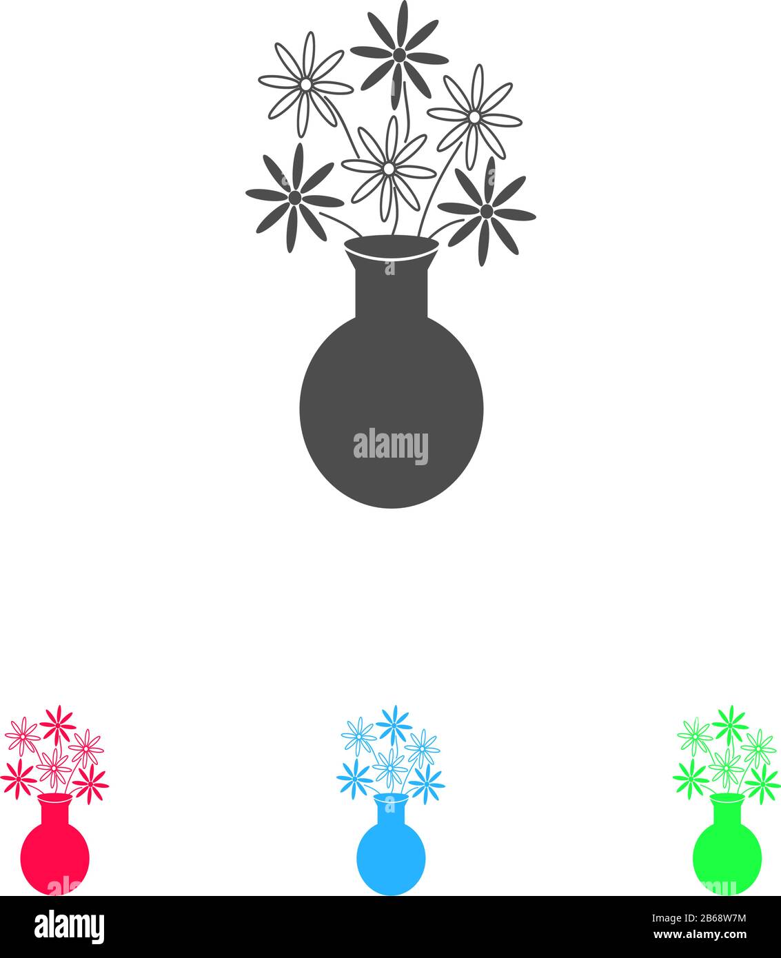 Bunch of Flowers icon flat. Color pictogram on white background. Vector ...