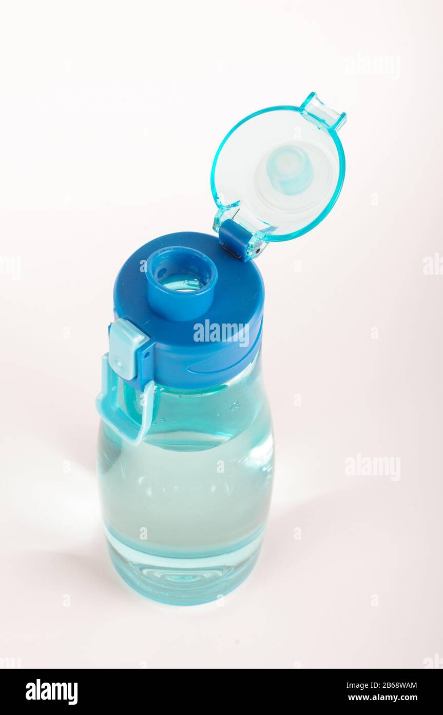 Plastic water bottle filled with water isolated on the white background ...