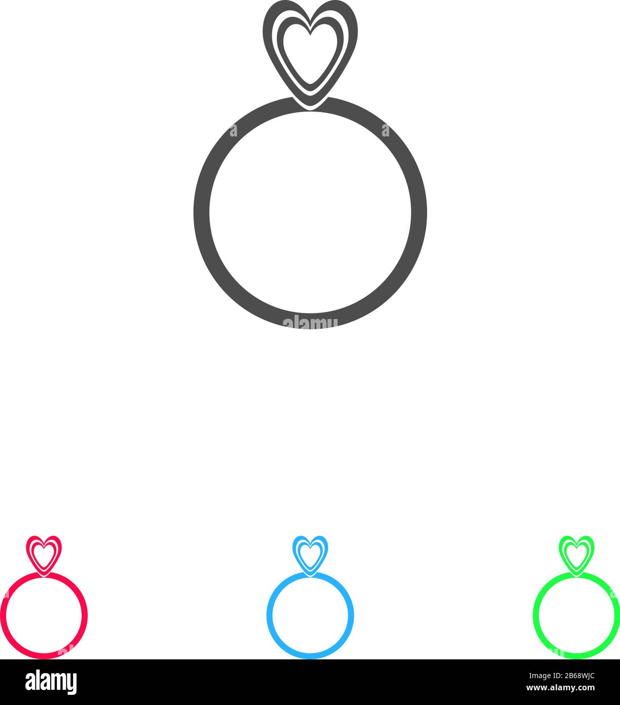 Heart ring icon flat. Color pictogram on white background. Vector ...