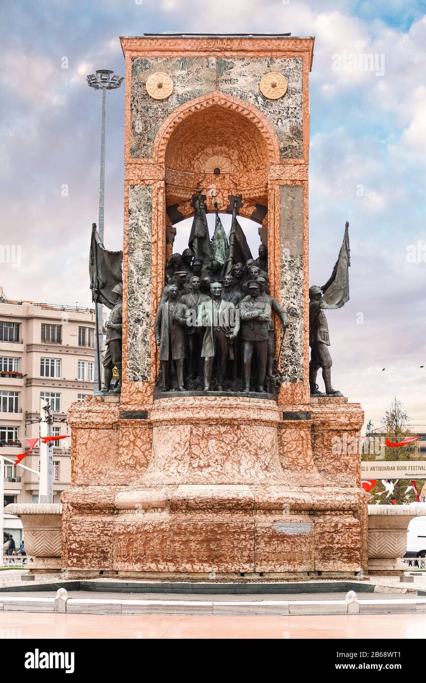 SEPTEMBER 2017, ISTANBUL, TURKEY: Republic Monument at Taksim Square ...