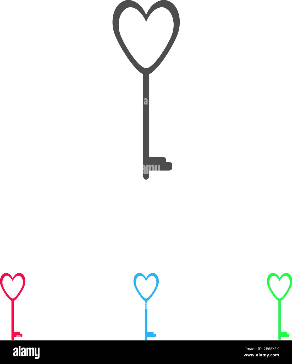 Heart key icon flat. Color pictogram on white background. Vector ...