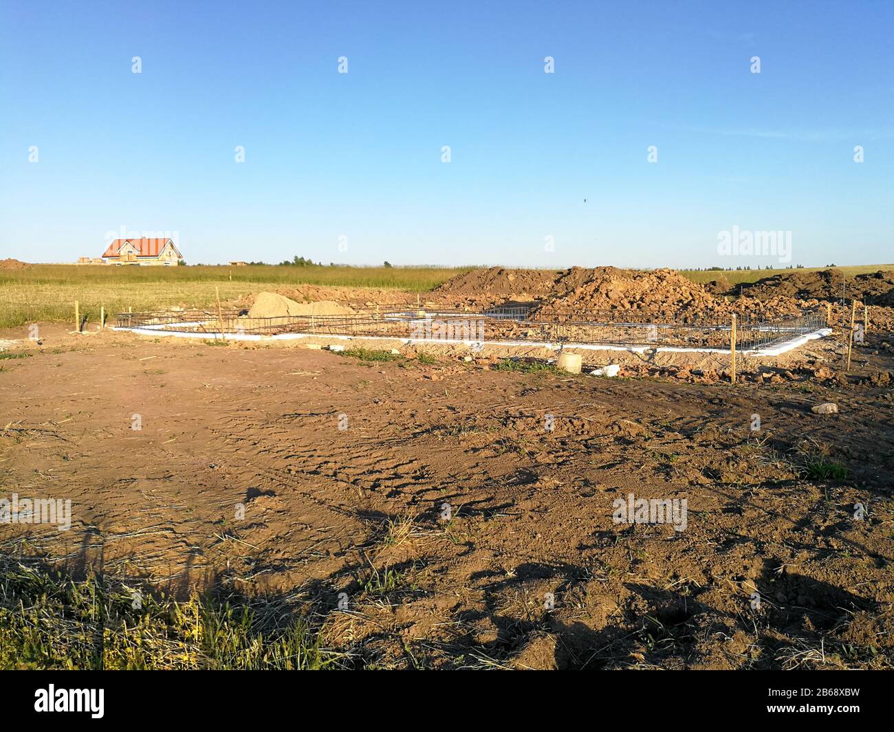 Constructing new foundation for house. First stage of building the ...