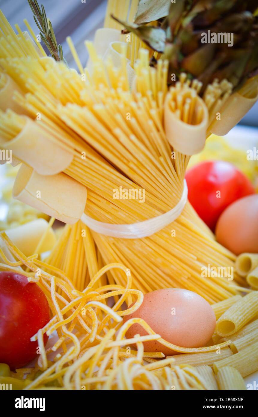 fresh italian pasta close up view Stock Photo - Alamy