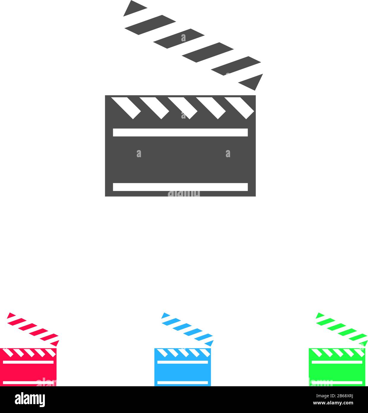 Clapper board icon flat. Color pictogram on white background. Vector ...