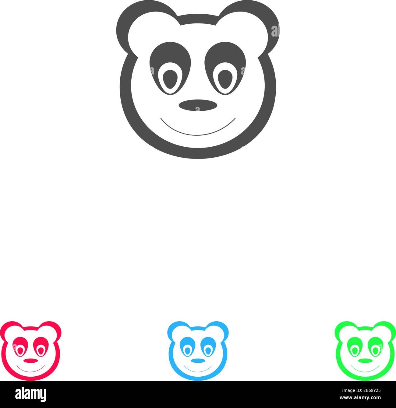 Panda icon flat. Color pictogram on white background. Vector ...