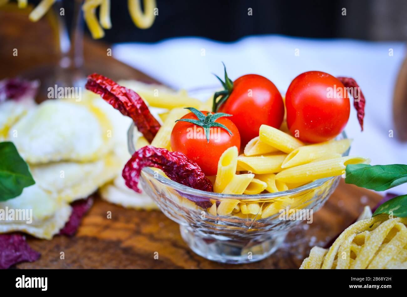 fresh italian pasta close up view Stock Photo - Alamy