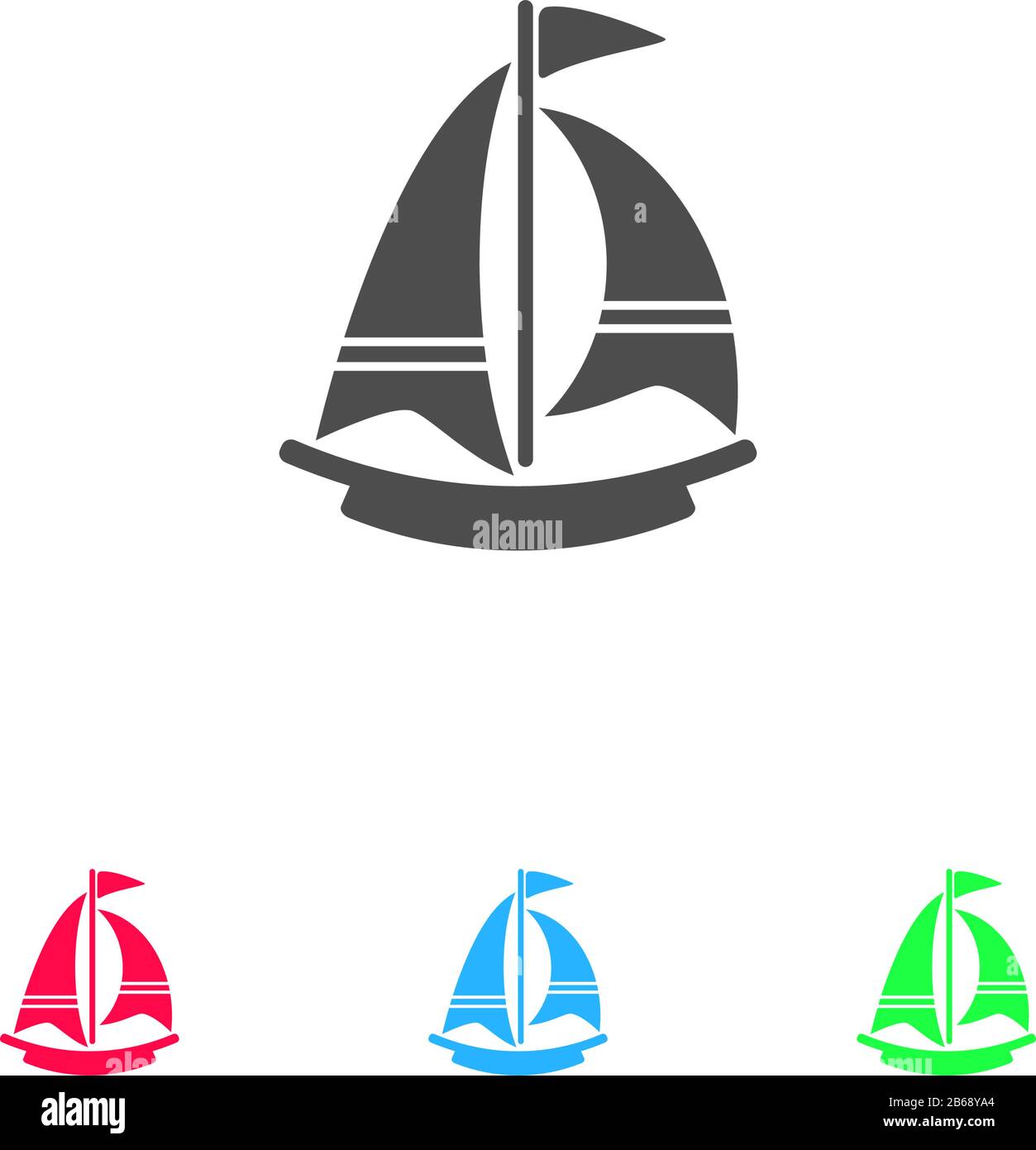 Boat icon flat. Color pictogram on white background. Vector ...