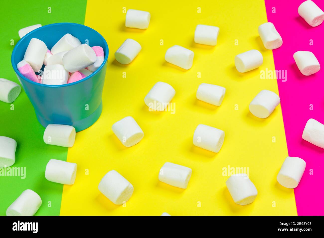 minimal sweet marshmallow on color background creative photo Stock ...