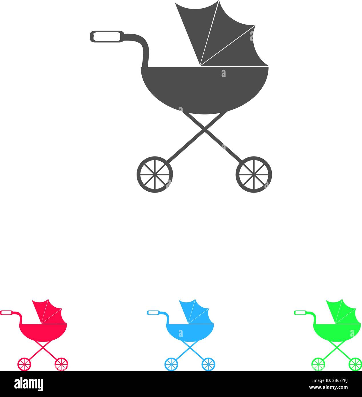 Pram icon flat. Color pictogram on white background. Vector ...