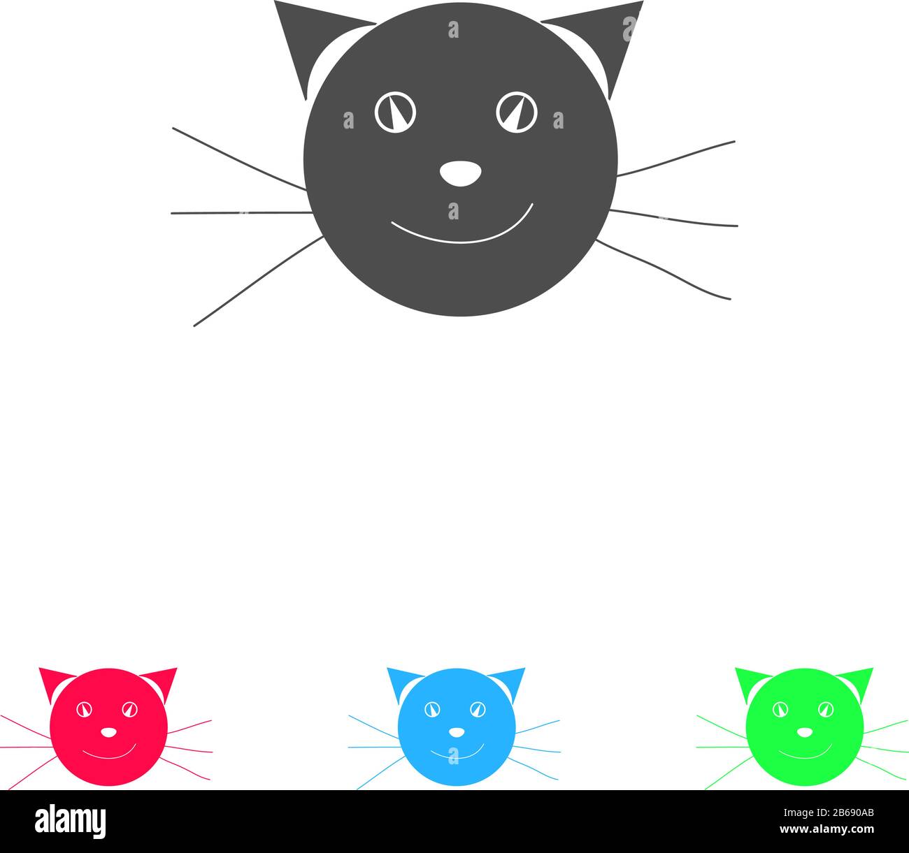Cat face icon flat. Color pictogram on white background. Vector ...