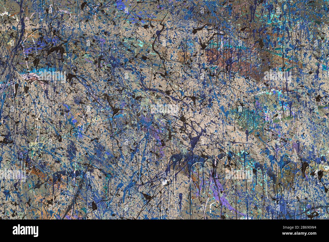 Colorful graffiti paint splattered and dripping on urban wall, close up ...