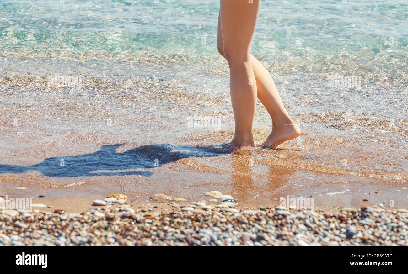 Closeup Barefoot On Sand Woman High Resolution Stock Photography and ...