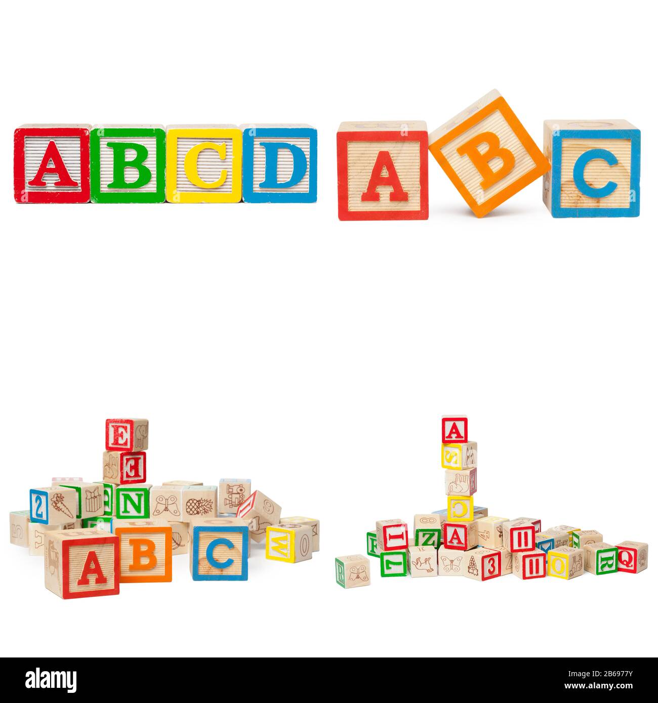 Wooden alphabet blocks isolated on white background Stock Photo - Alamy