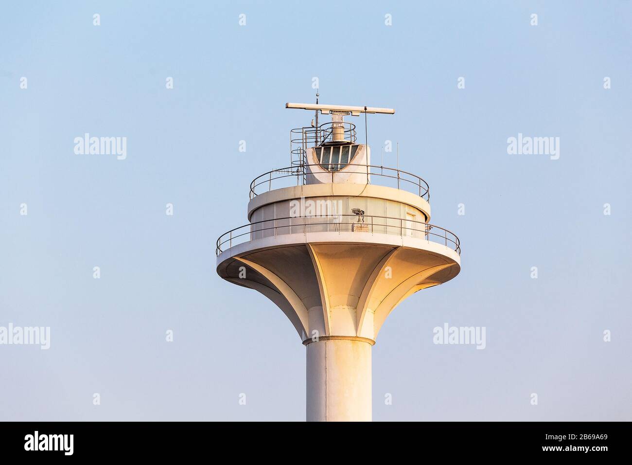 Radar tower or radio lighthouse controlling marine traffic in Bosphorus ...