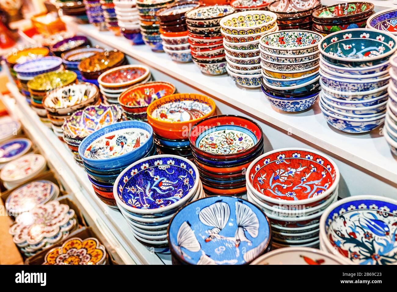 Traditional handmade Turkish colorful ceramic plates on the market for ...