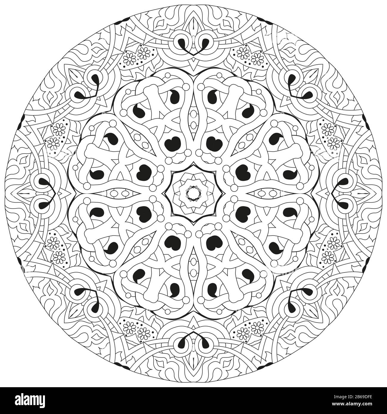 Hand drawn zentangle circular ornament for coloring page Stock Vector ...