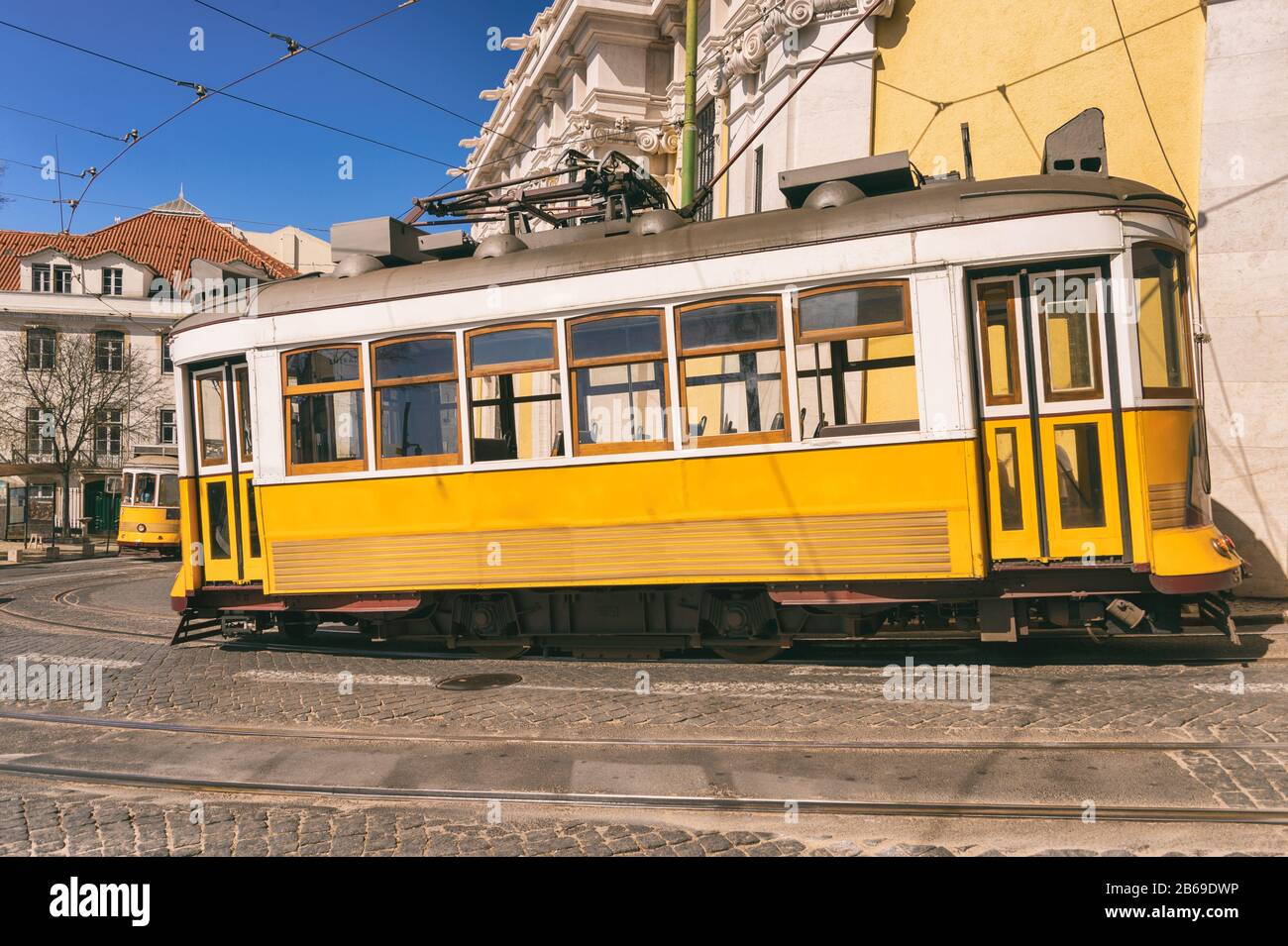 Yellow Tram 28 in Lisbon, Portugal Stock Photo - Alamy