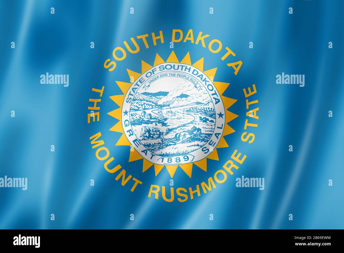 South Dakota flag, united states waving banner collection. 3D ...