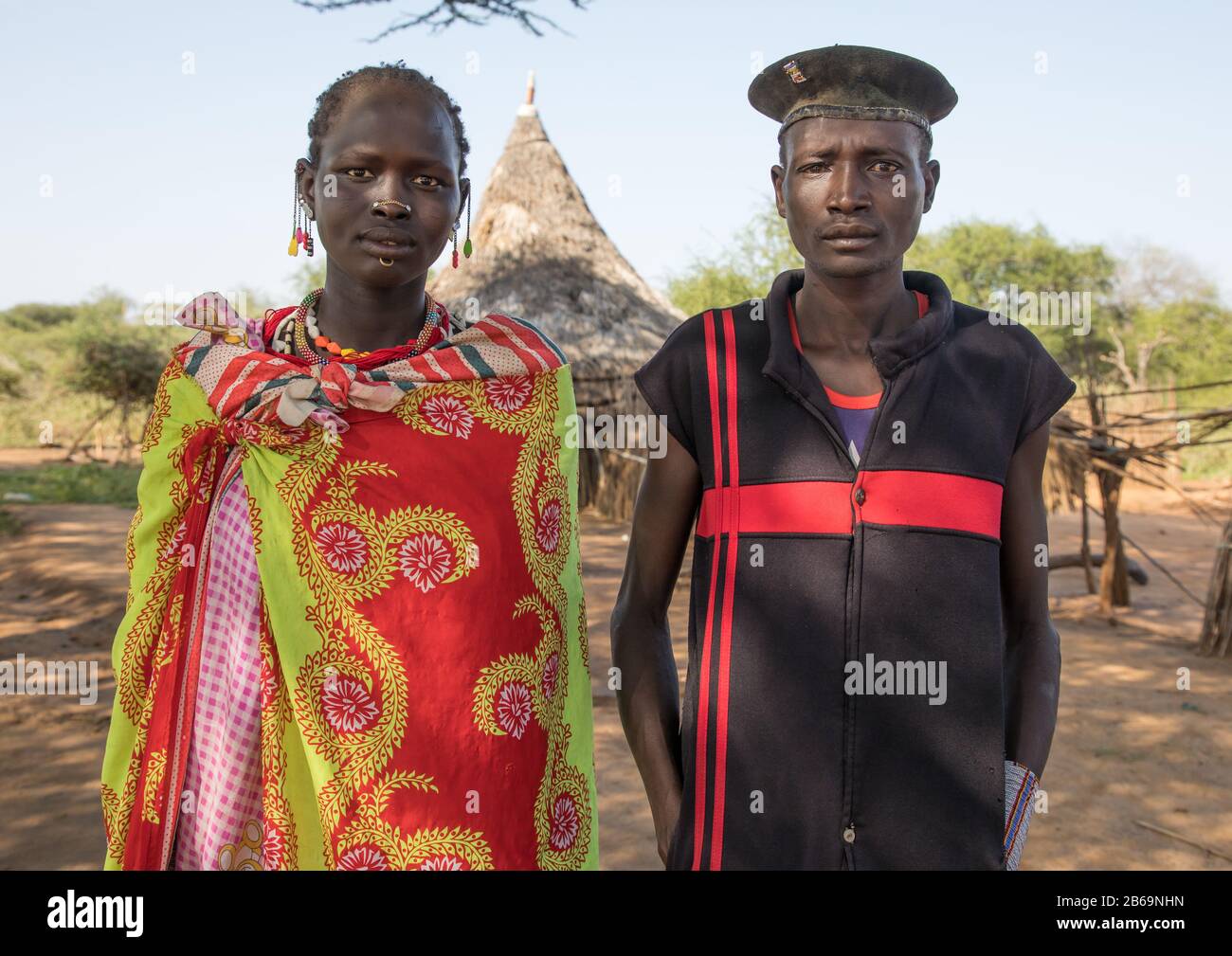 Larim tribe couple portrait, Boya Mountains, Imatong, South Sudan Stock ...