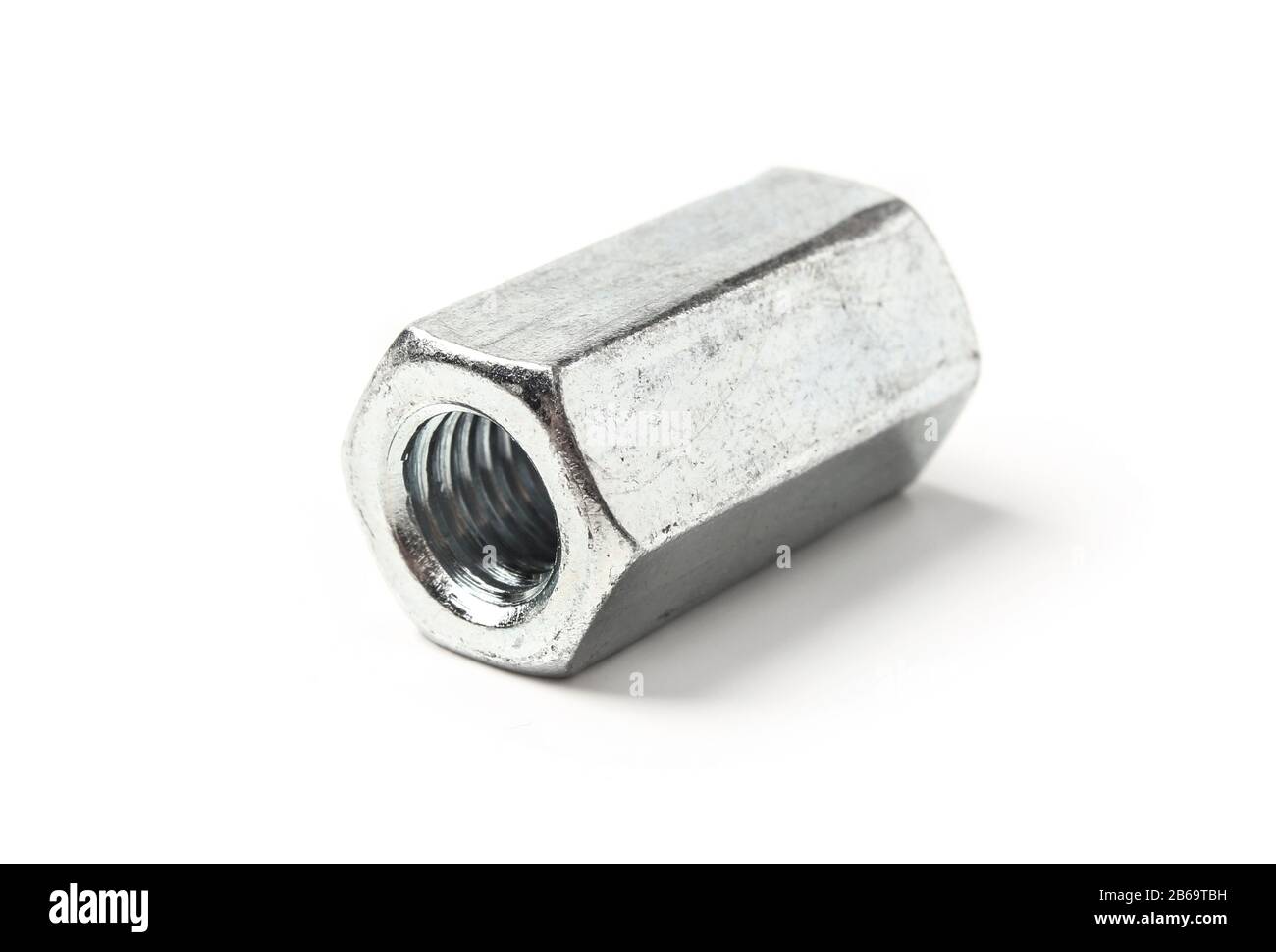 Connecting nut isolated on white background Stock Photo - Alamy