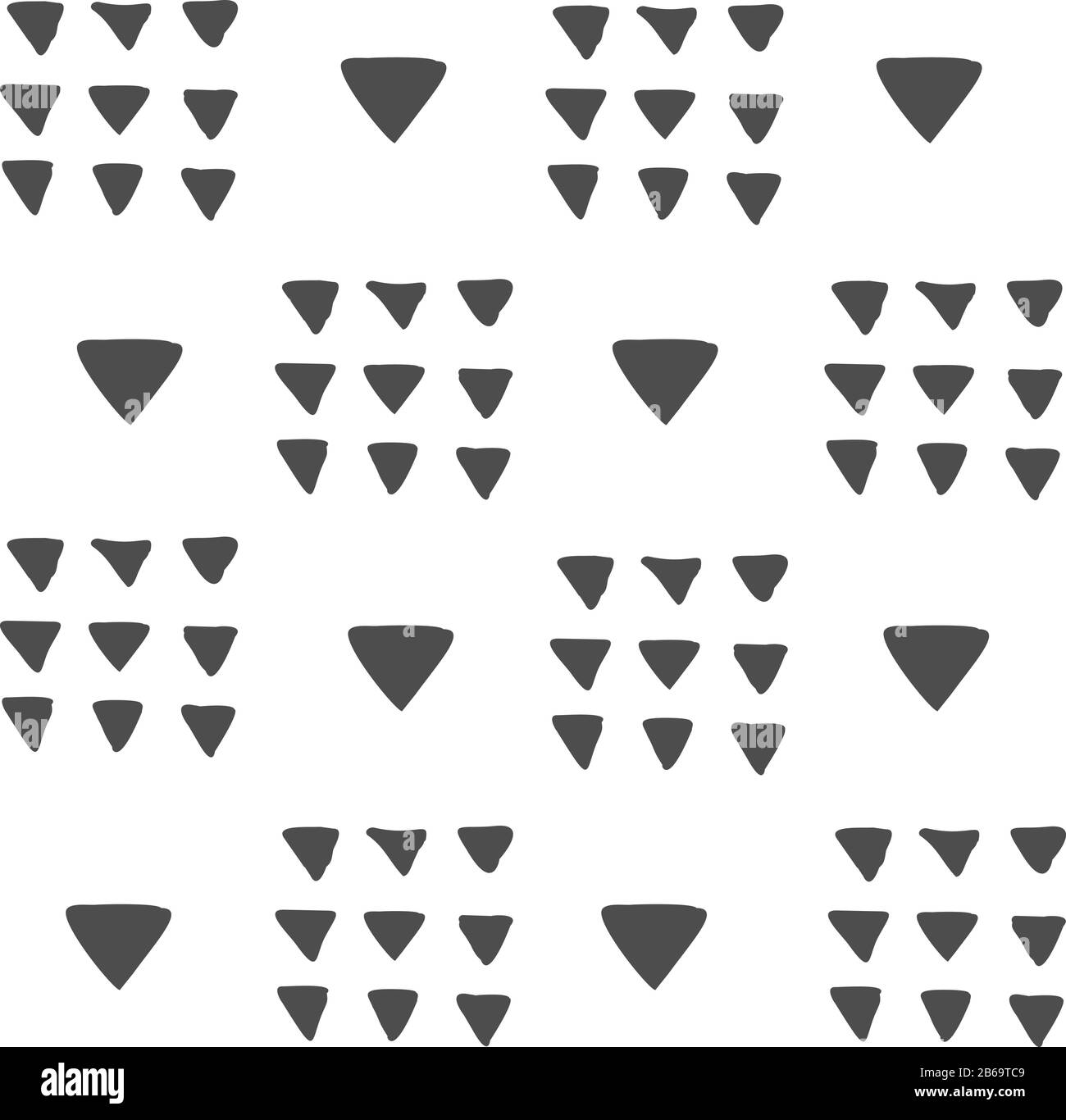 Vector seamless black and white geometric pattern of hand drawn big and ...