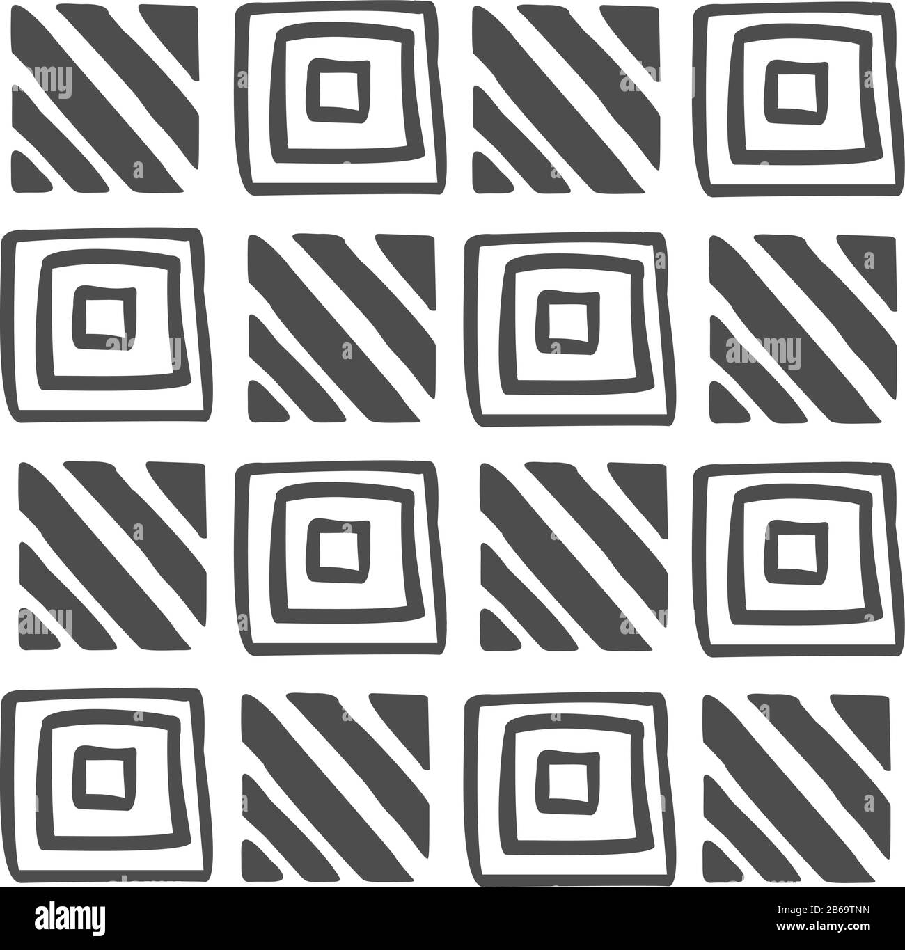 Vector seamless black and white geometric pattern of hand-drawn squares ...