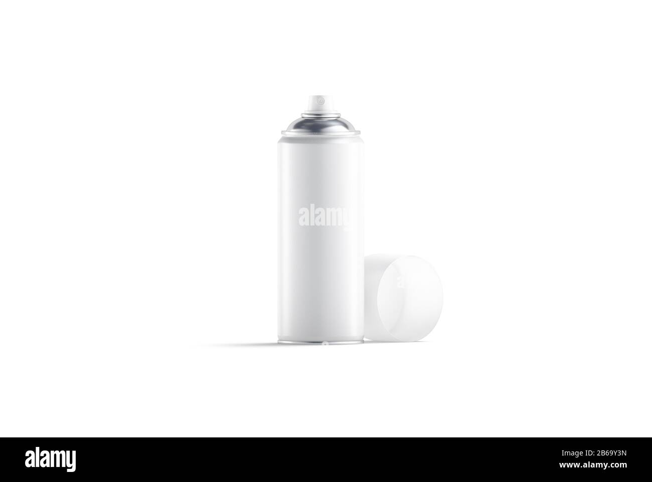 Blank white opened spray can mockup, front view Stock Photo - Alamy