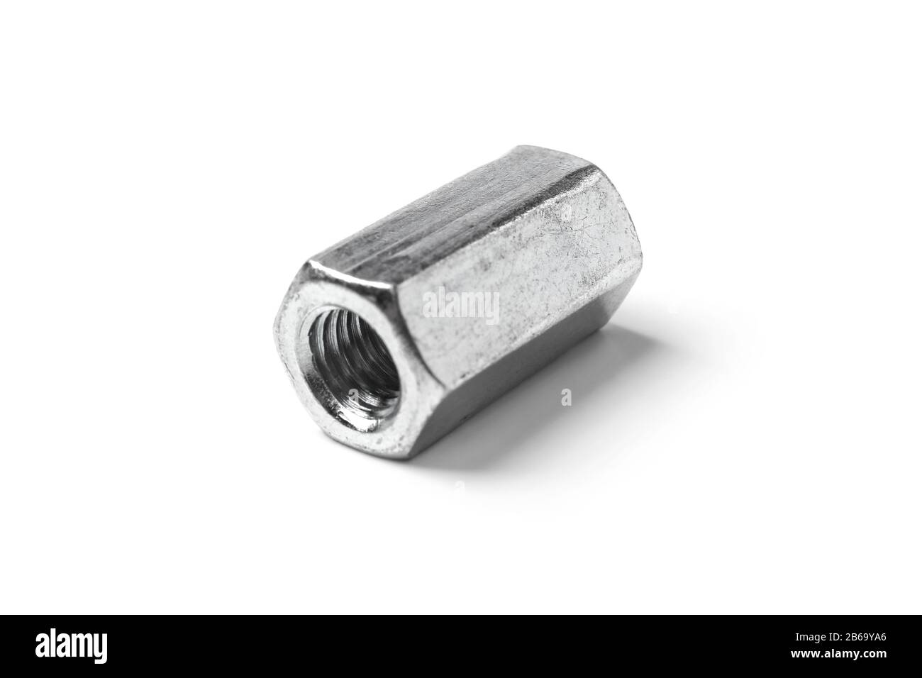 Connecting nut isolated on white background Stock Photo - Alamy