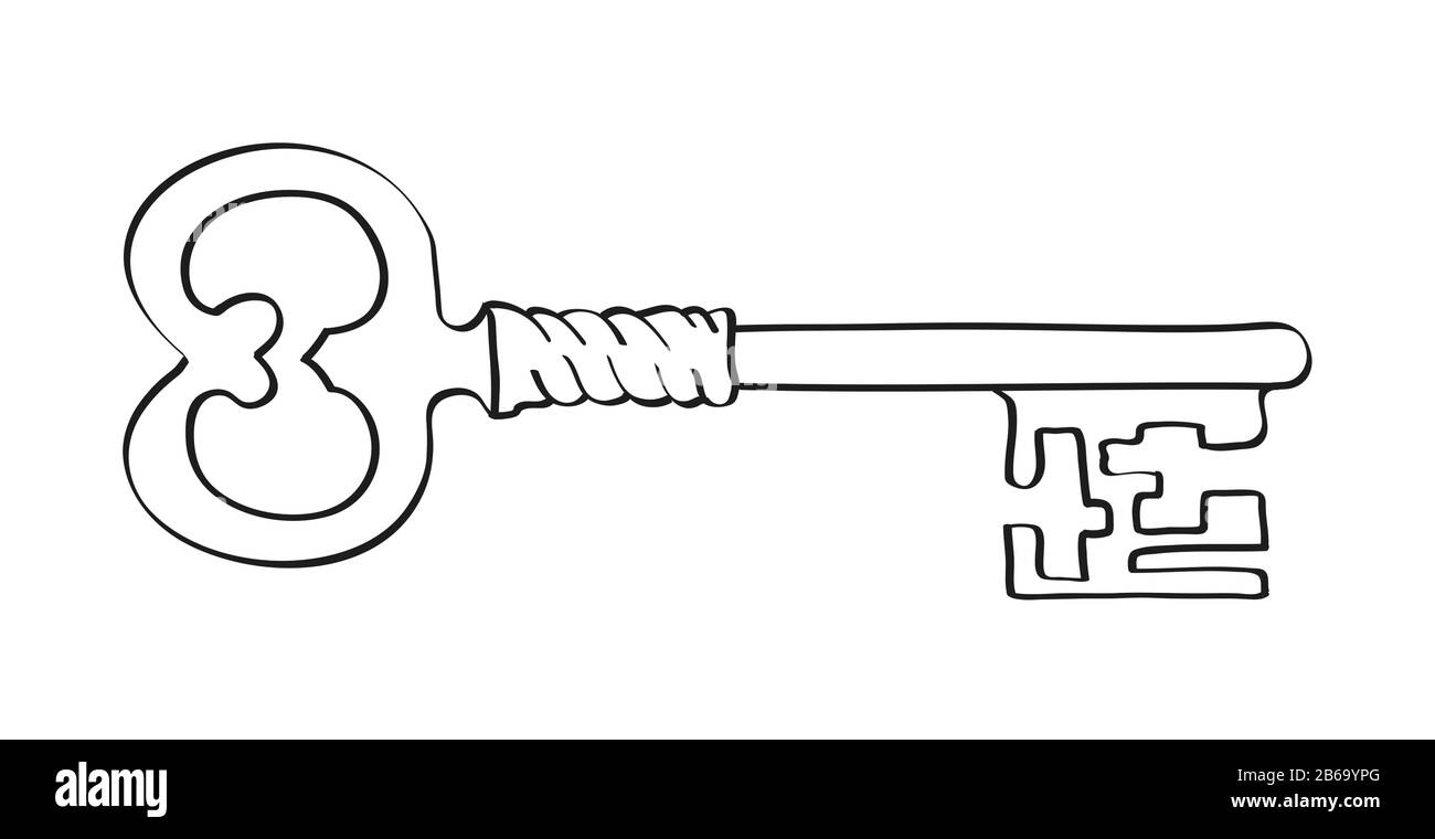 Old key drawing isolated on white background Stock Photo - Alamy