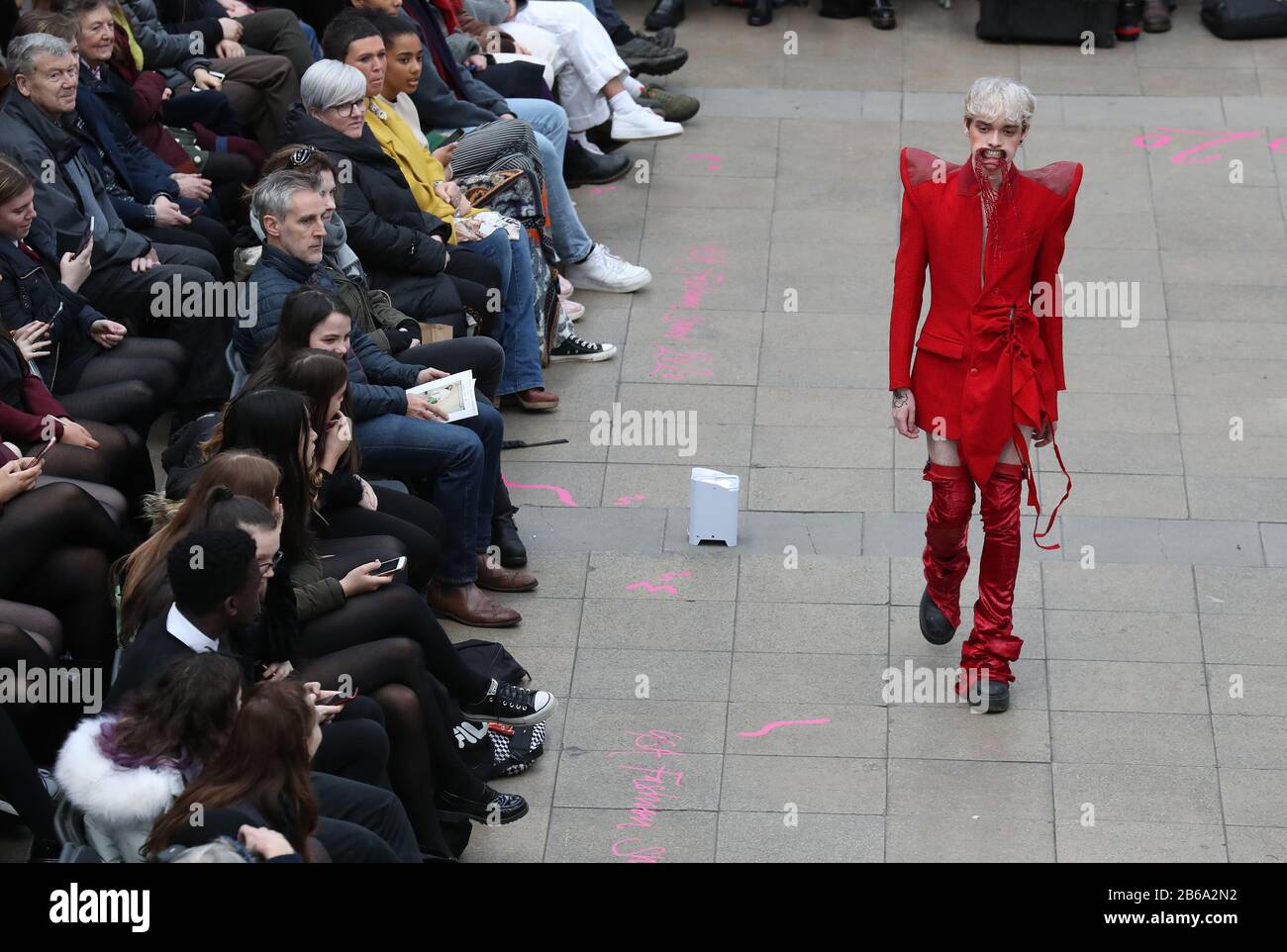 Model Callum Diffey wears an outfit designed by fashion design student ...
