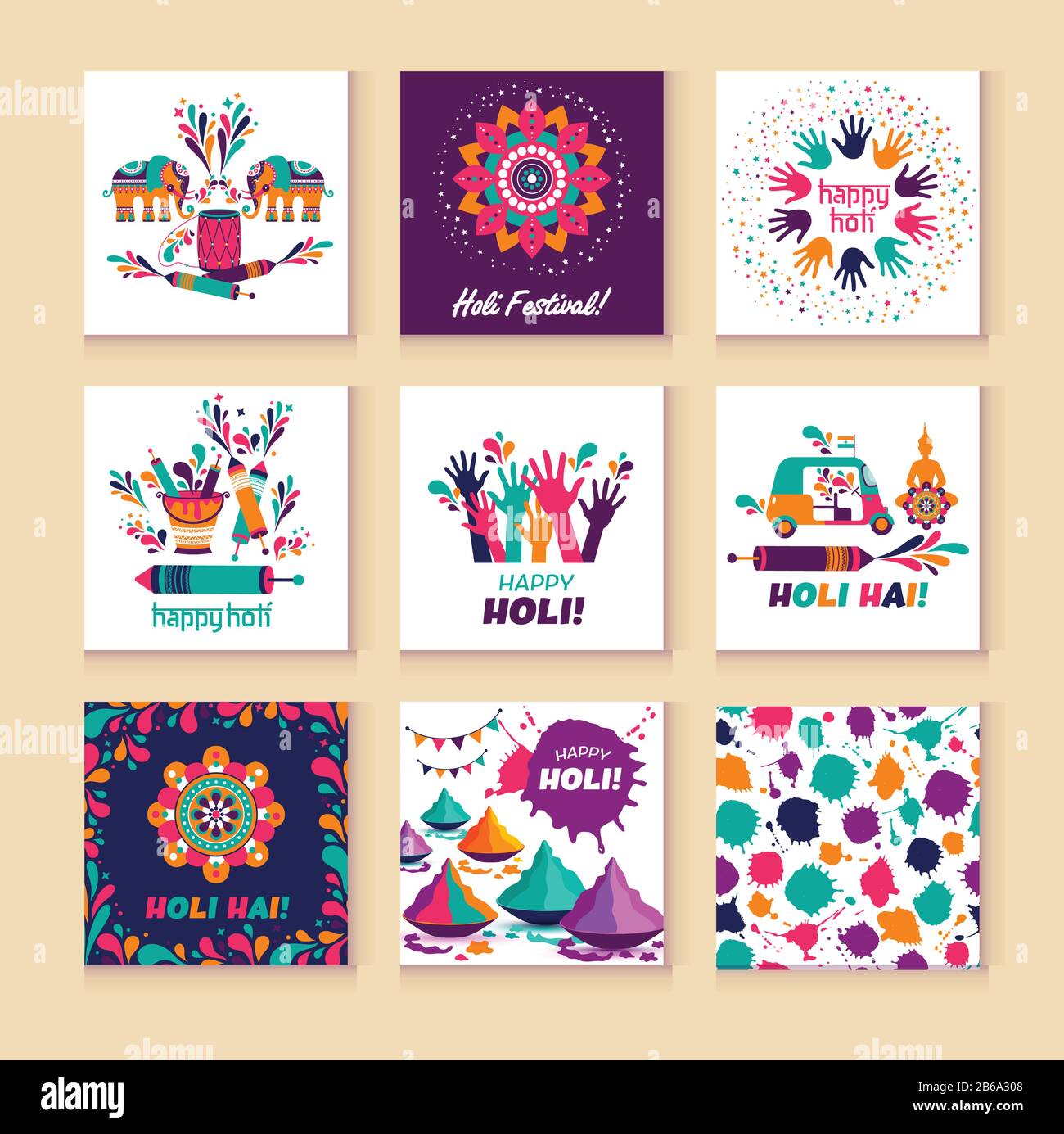 Holi festival powder elephant Stock Vector Images - Alamy