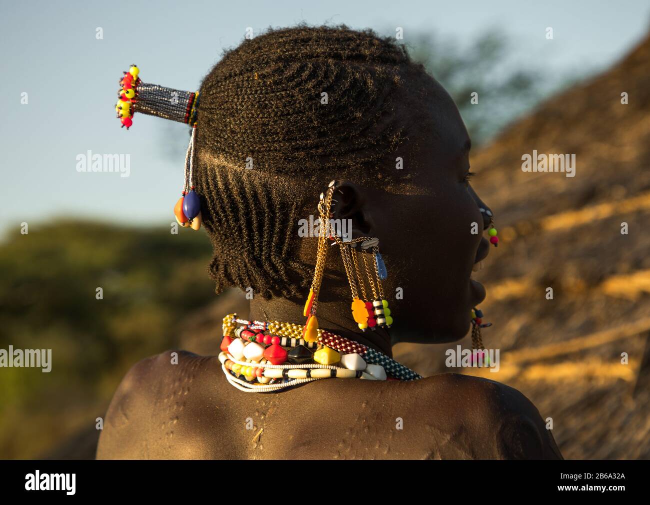 Portrait of a Larim tribe woman with traditional eaerrings, Boya ...