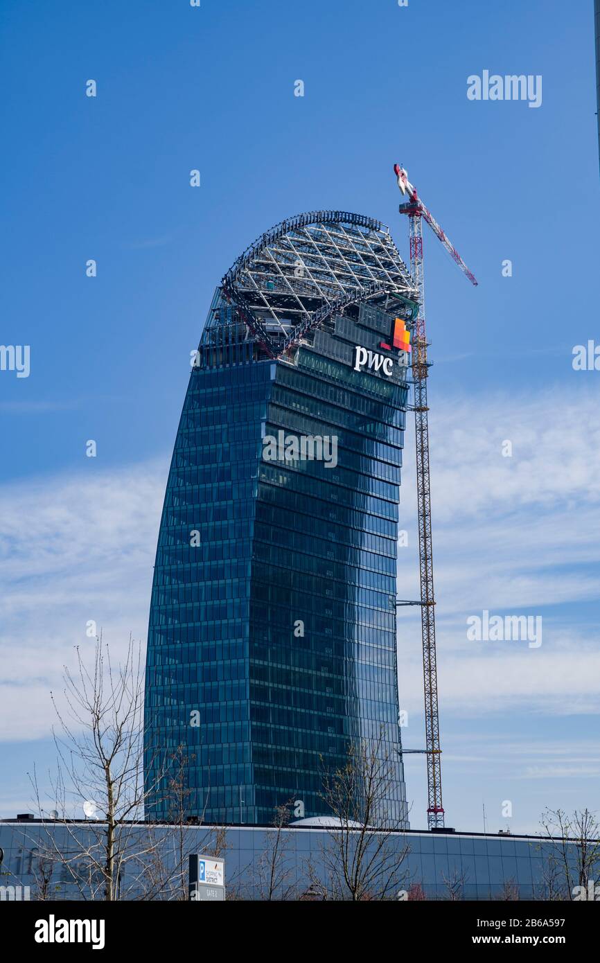 PWC Tower under construction named The Curved One, in Milan CityLife ...
