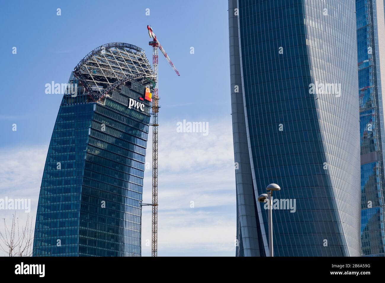 PWC Tower under construction named The Curved One, in Milan CityLife ...