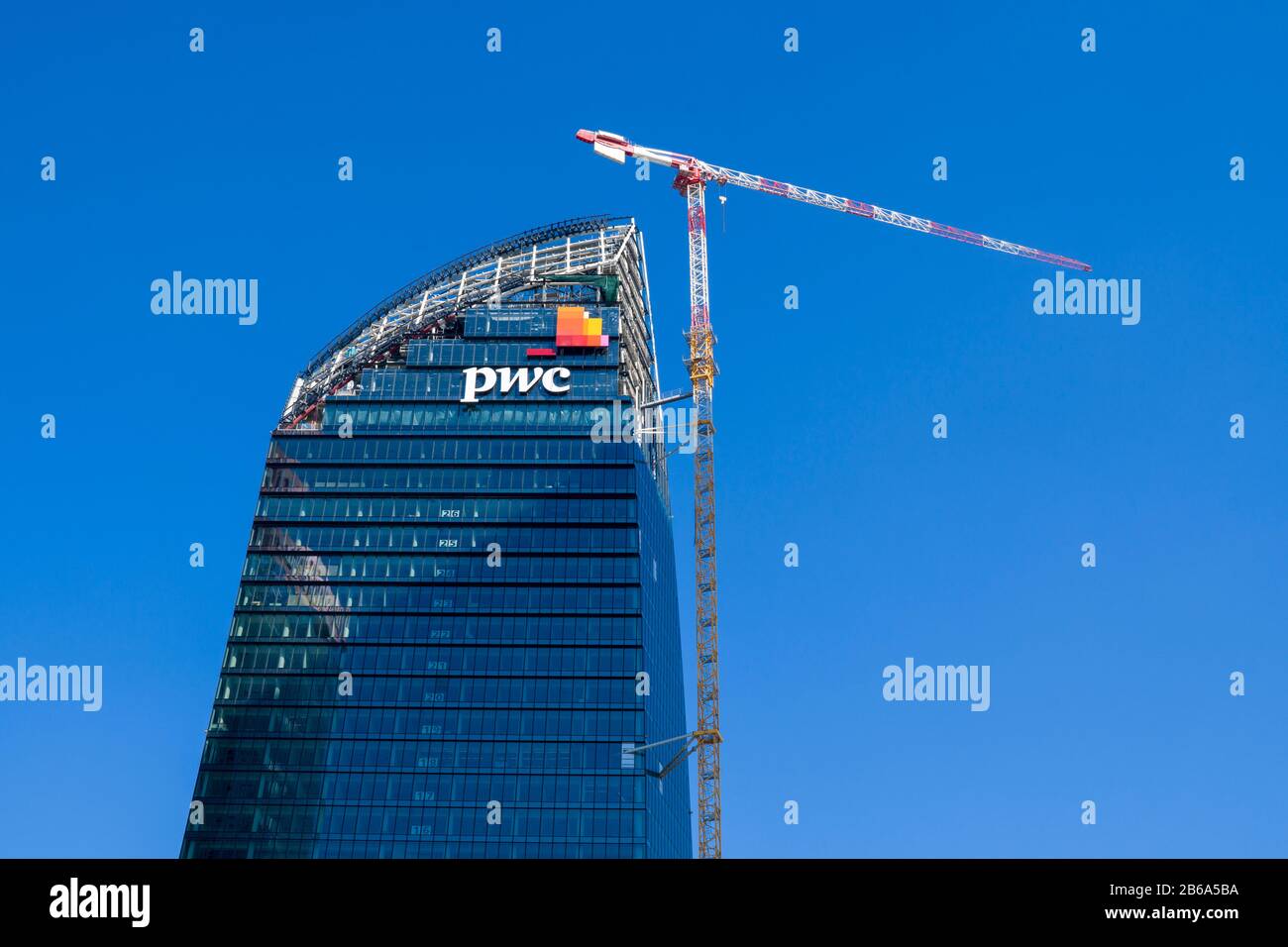 PWC Tower under construction named The Curved One, in Milan CityLife ...