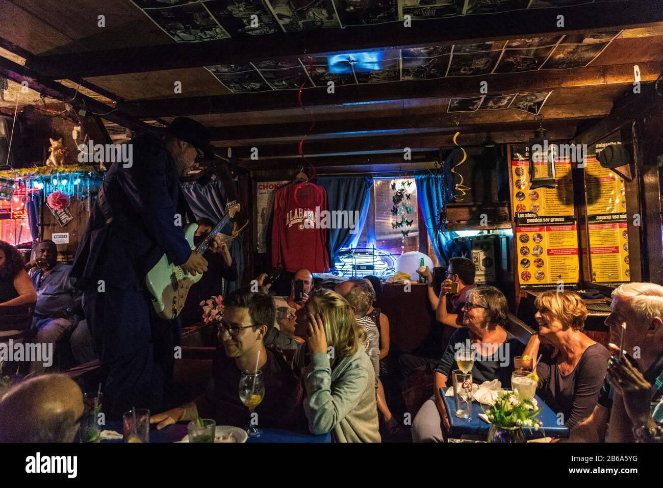 New York City, USA - August 4, 2018: guitarist playing standing above ...
